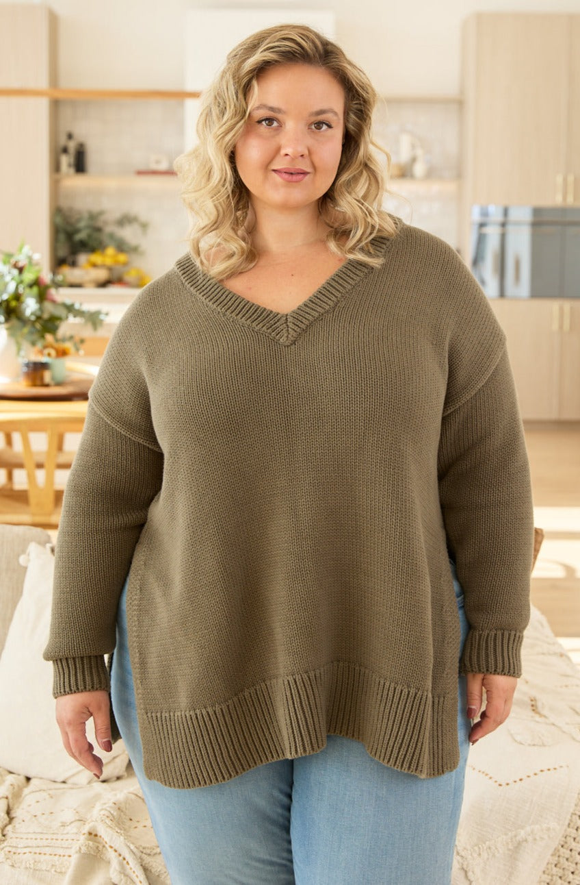 Billy Knit Jumper - Olive – Peach The Label